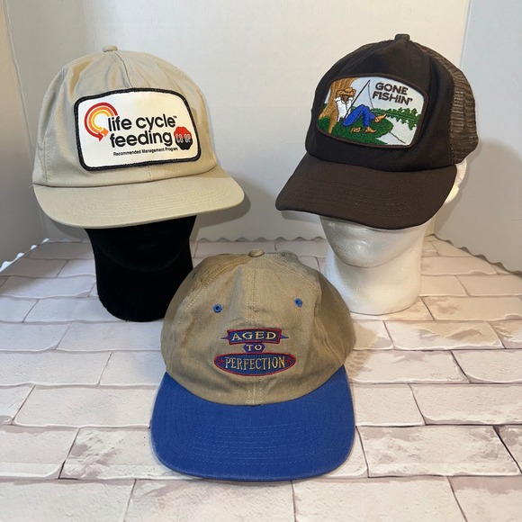 Accessories | Vintage Trucker Hat Lot Life Cycle Feeding Gone Fishin ...
